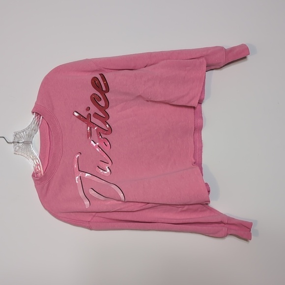 Justice | Shirts & Tops | Justice Pink Glitter Graphic Sweatshirt ...